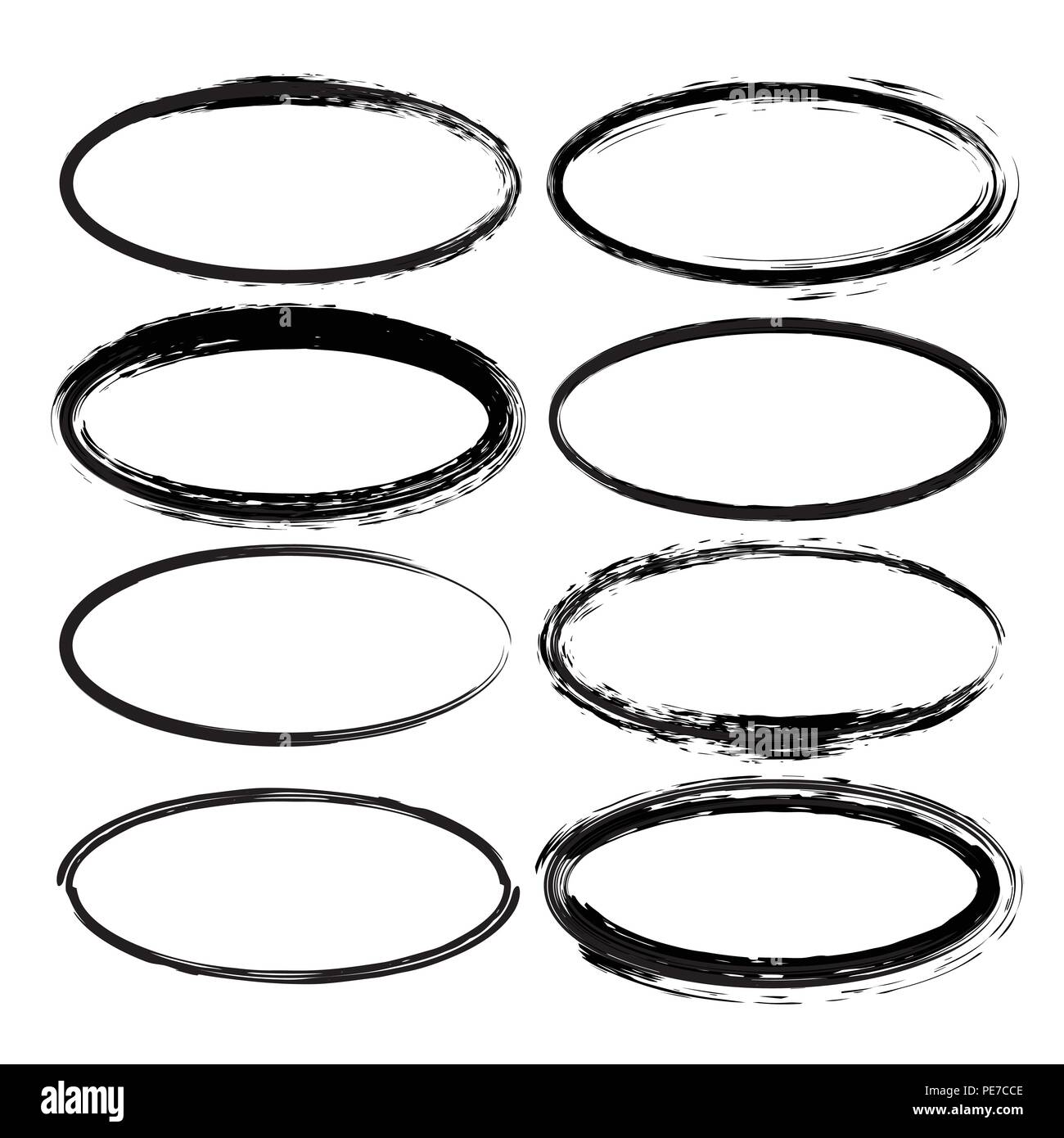 Set of black round grunge frames. Vector illustration Stock Vector ...
