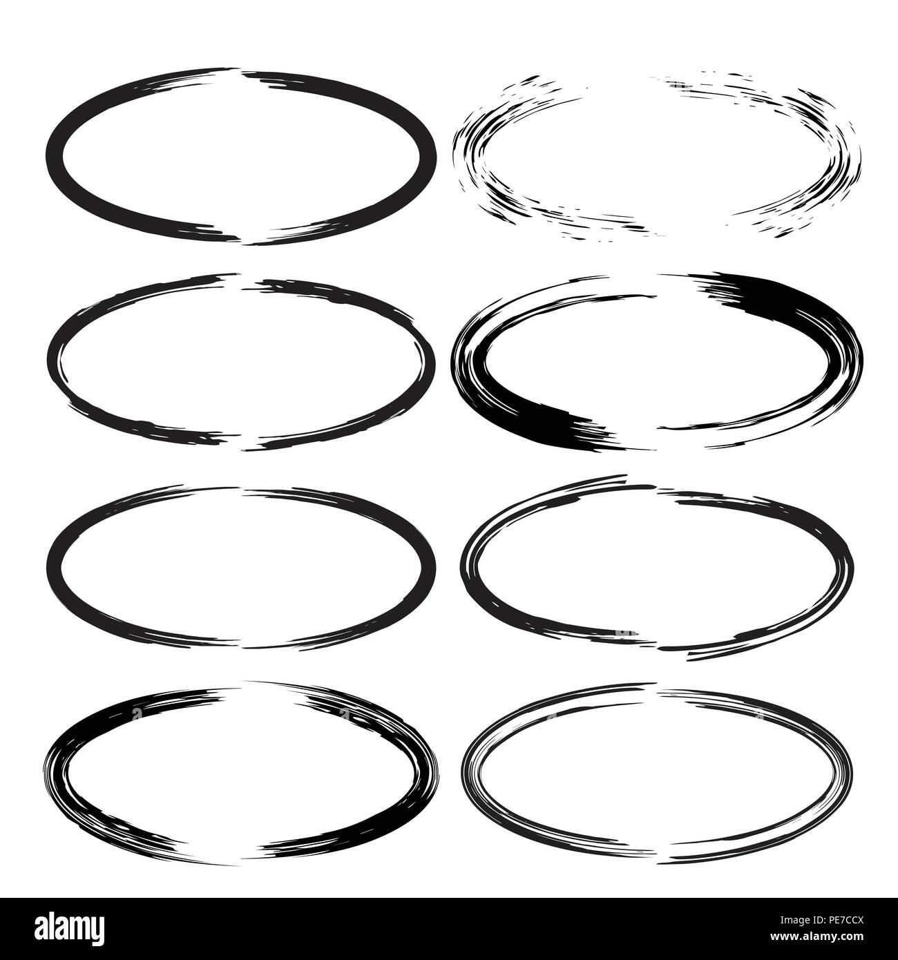 Set of black round grunge frames. Vector illustration Stock Vector ...