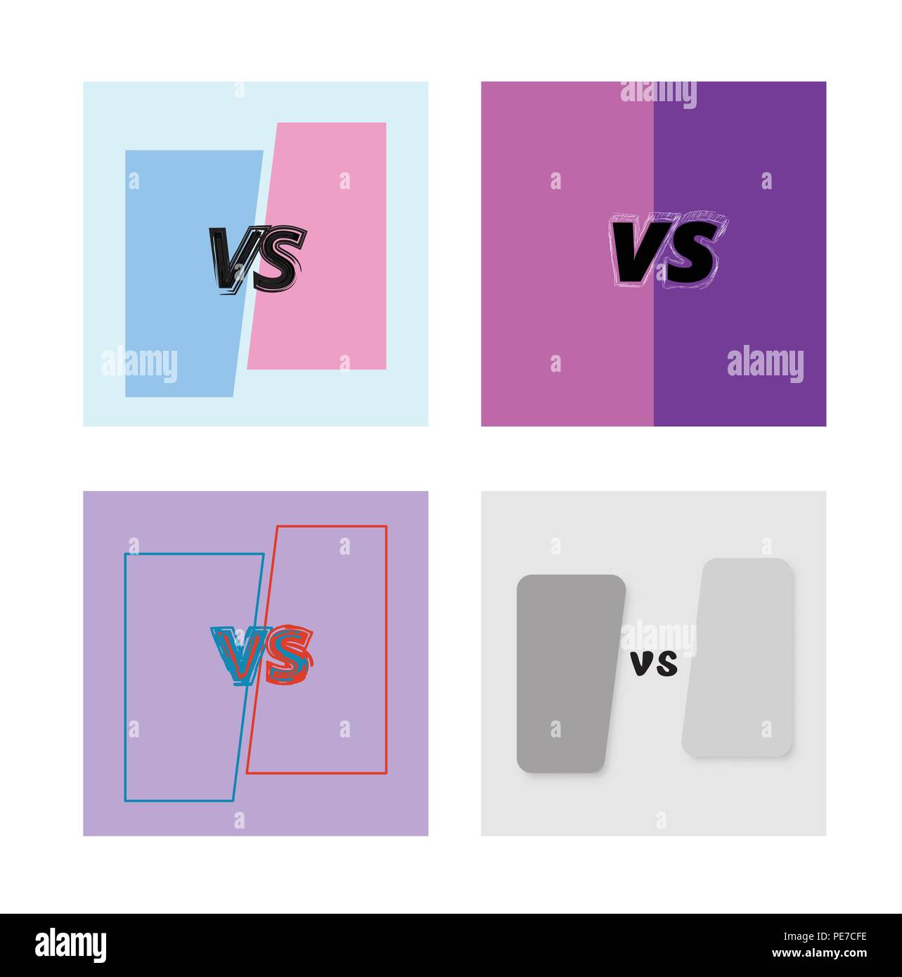 Set of versus card. VS banner with cut background. Vertical ...