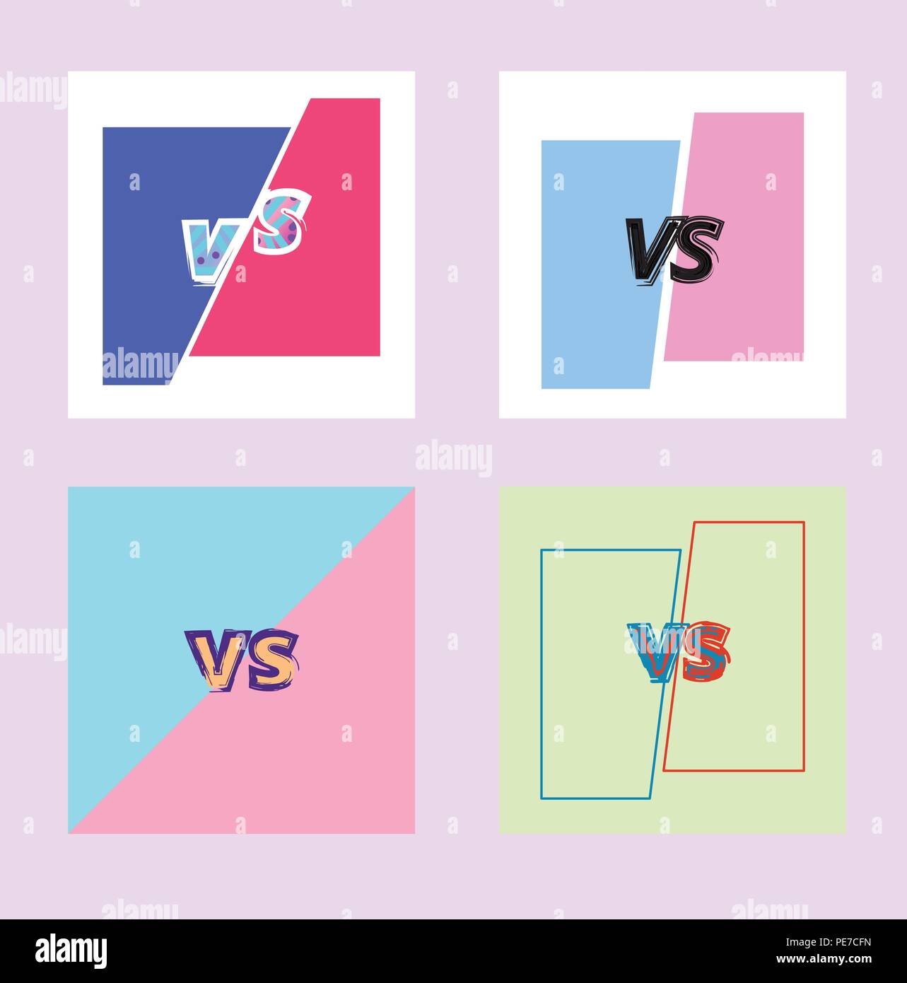 Set of versus card. VS banner with cut background. Vertical ...