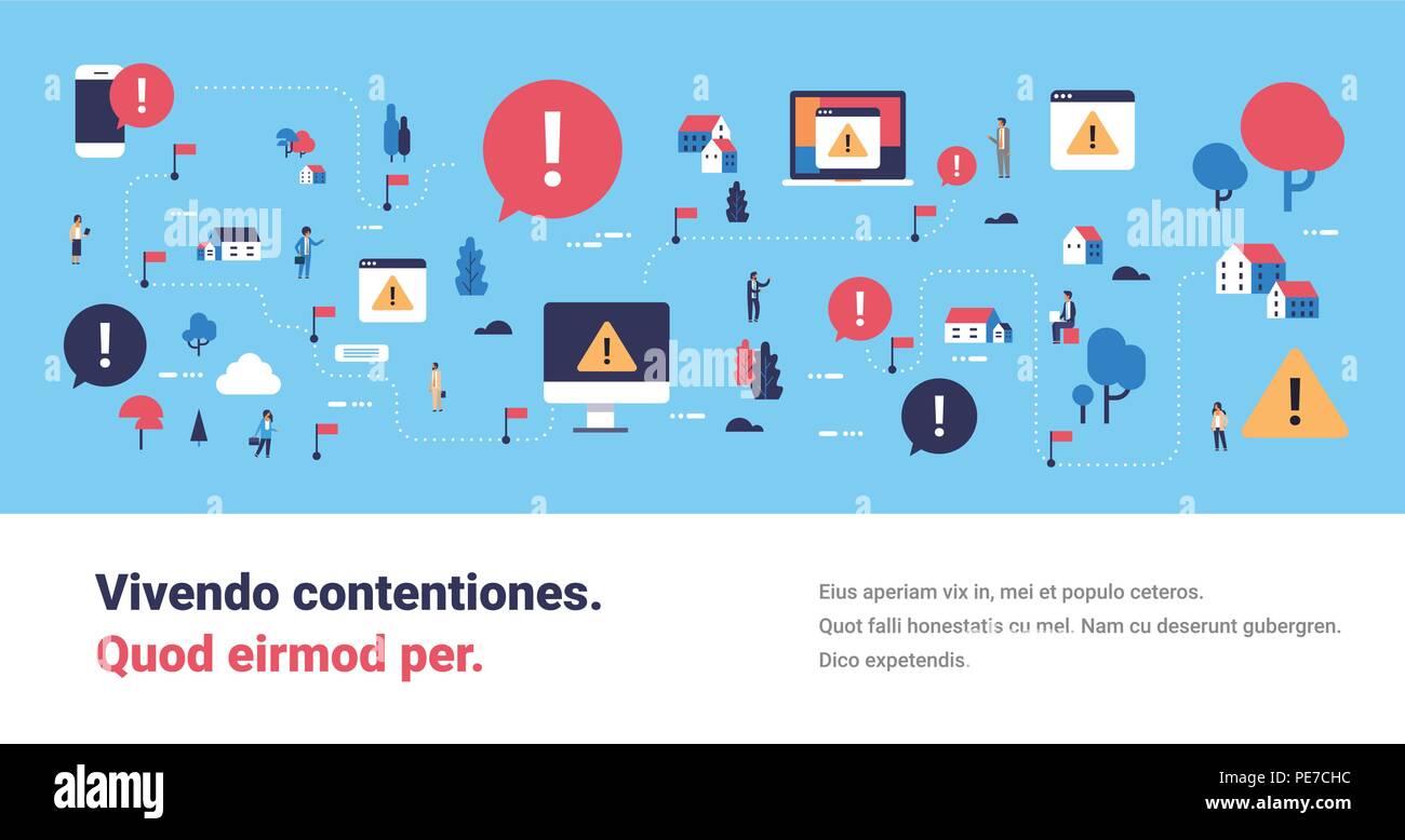 problem broken mobile computer device virus attack isometric map ...