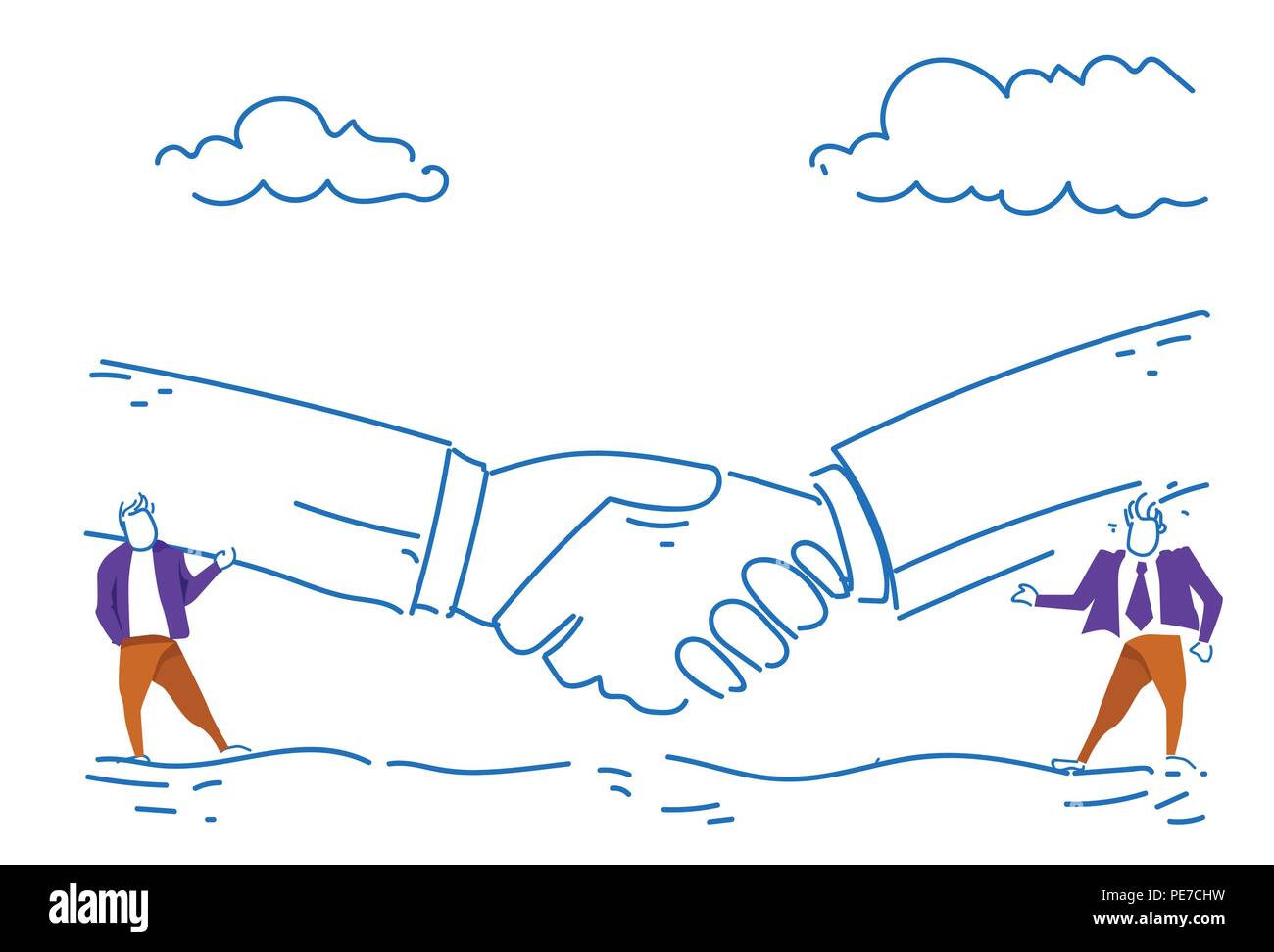 two businessman communication business partnership agreement concept ...