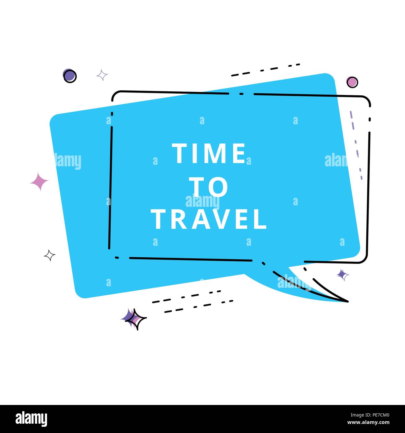 Time To Travel card isolated on white background. Vector illustration ...