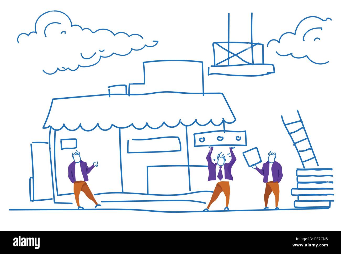 people group construction house workers team building process teamwork ...