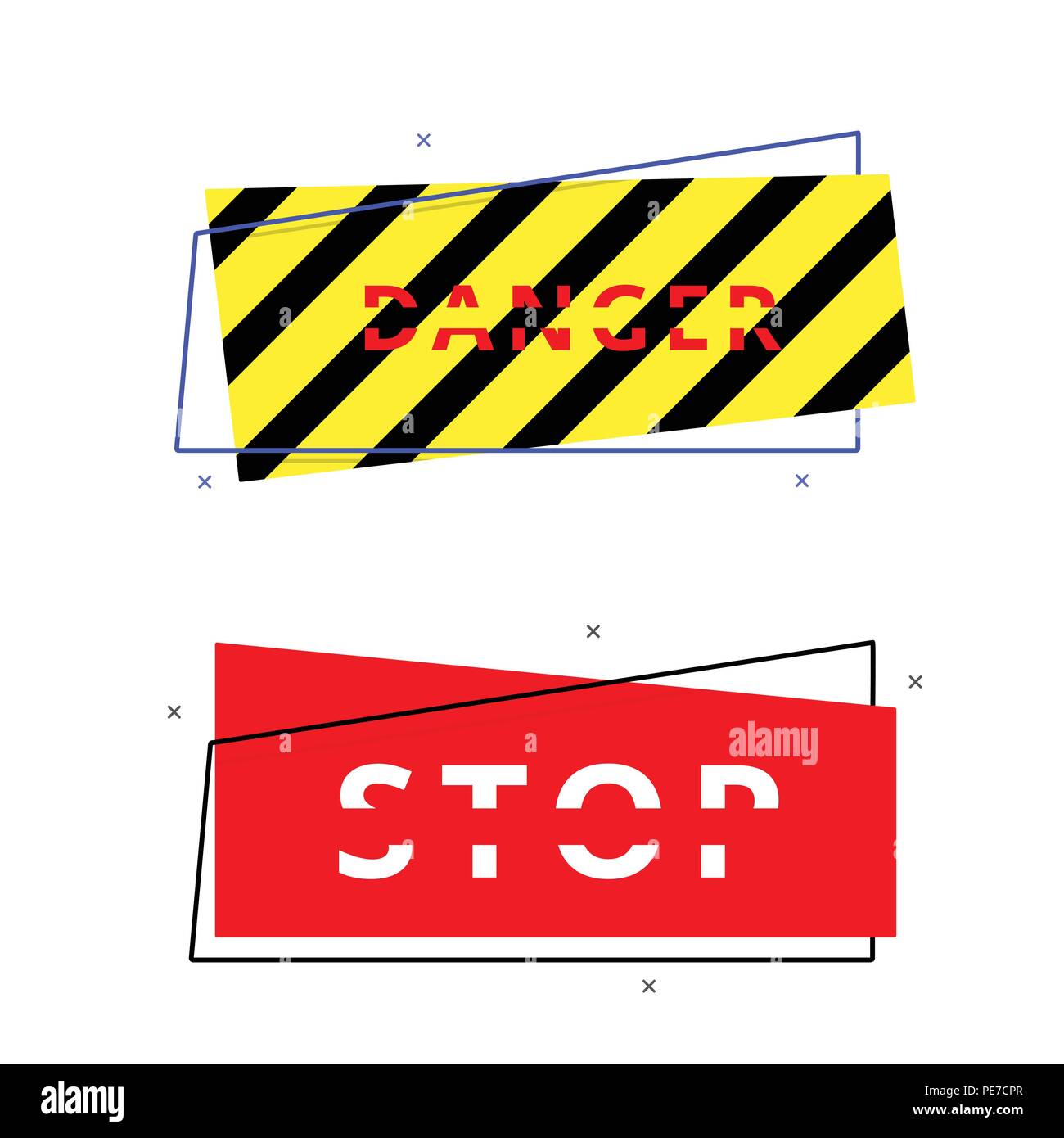 set of Danger and Stop cards isolated on white background. Vector ...