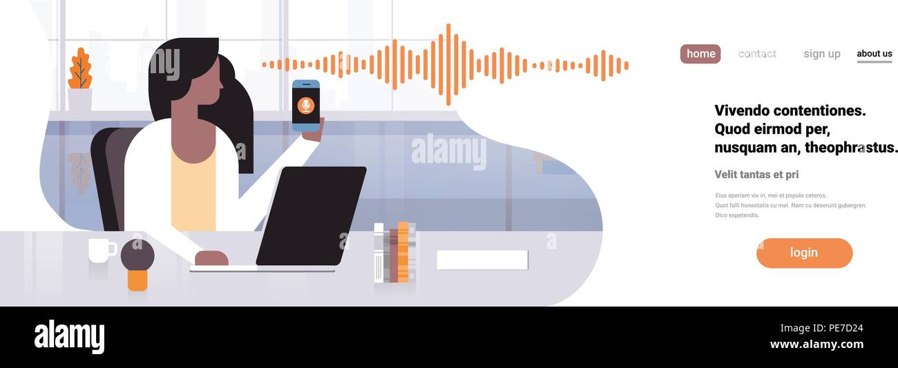 businesswoman hold phone intelligent voice personal assistant ... businesswoman hold phone intelligent voice personal assistant ...