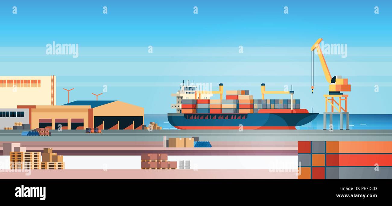 Industrial sea port cargo logistics container import export freight ...