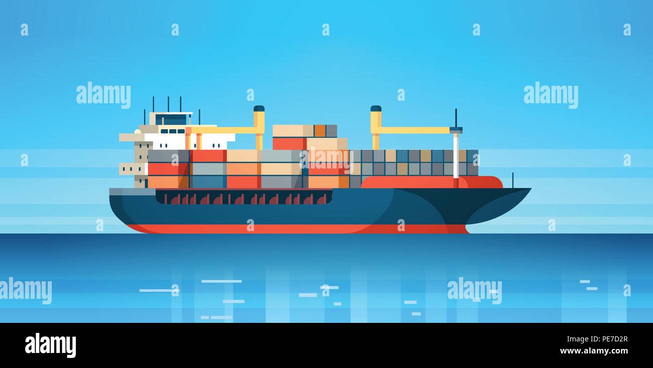 Horizontal boat barge transport goods Stock Vector Images - Alamy