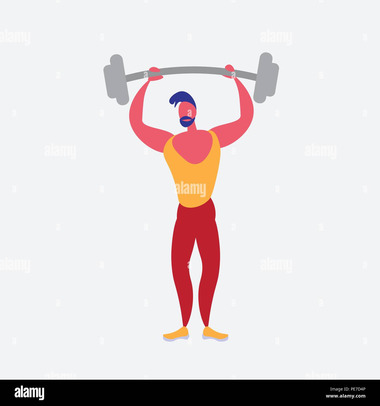 sportsman athlete holding barbell strong male fitness gym cartoon ...