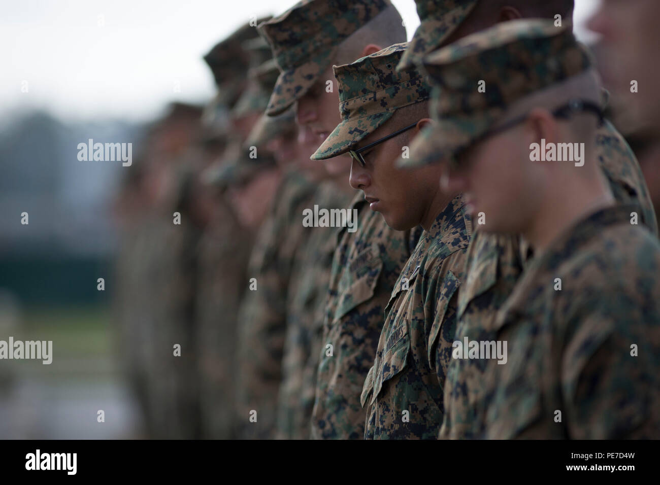 U.S. Marines with the School of Infantry-East (SOI-East) bow their ...
