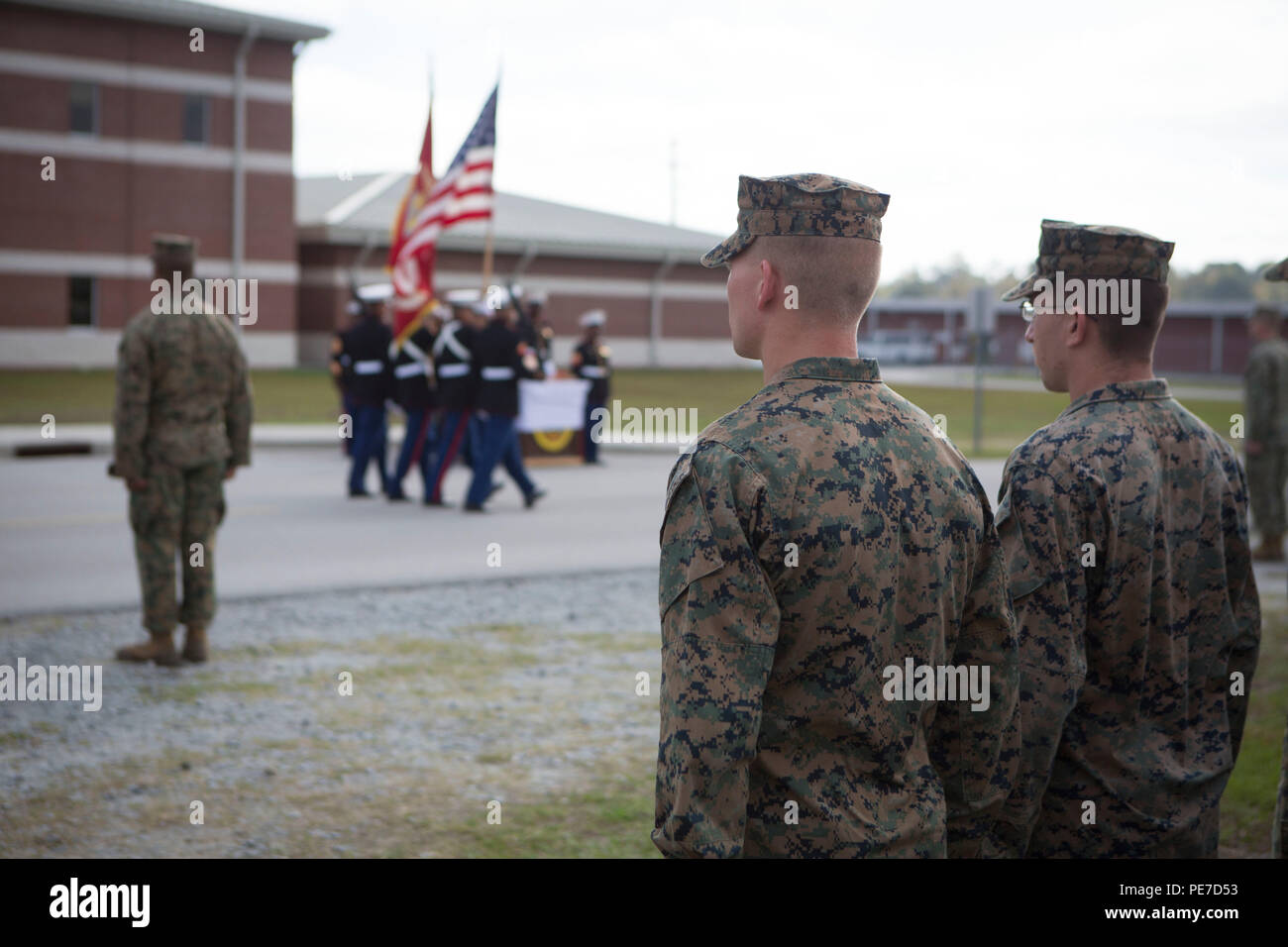 U.S. Marines with the School of Infantry-East (SOI-East) stand at ...