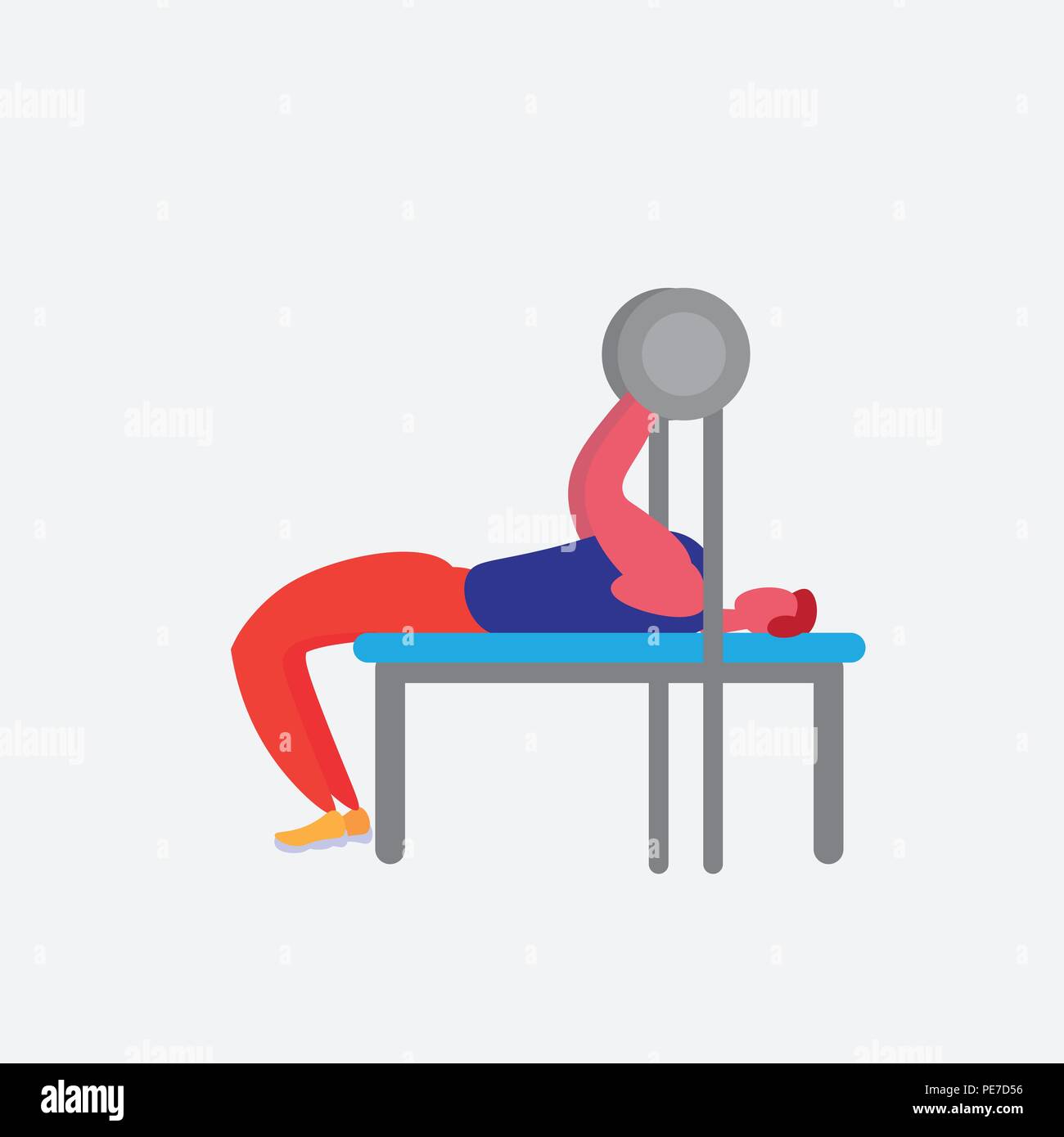 sportsman athlete lying bench barbell strong male fitness gym cartoon ...