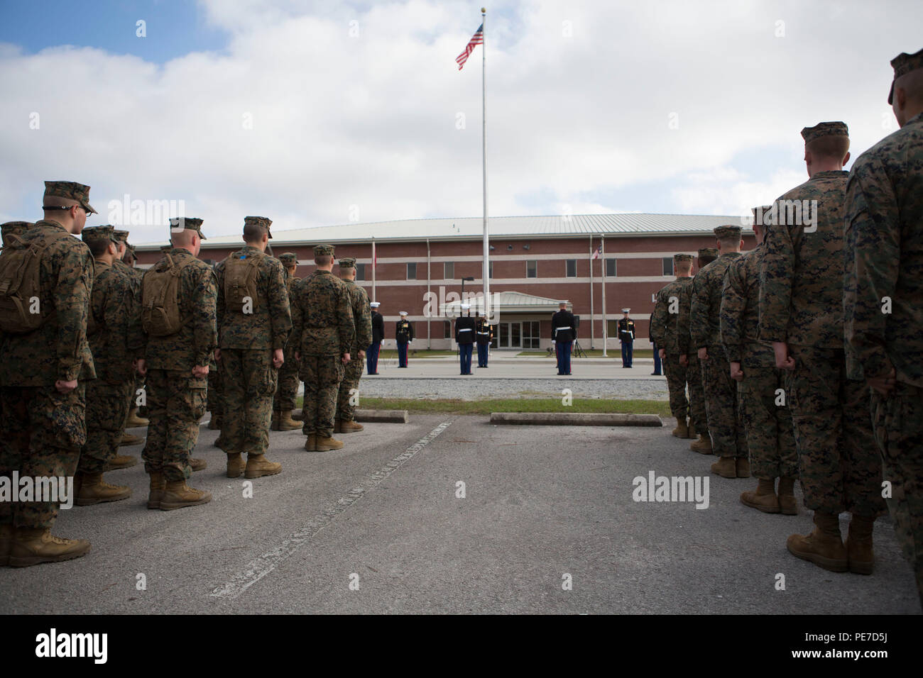 U.S. Marines with the School of Infantry-East (SOI-East) stand at ...