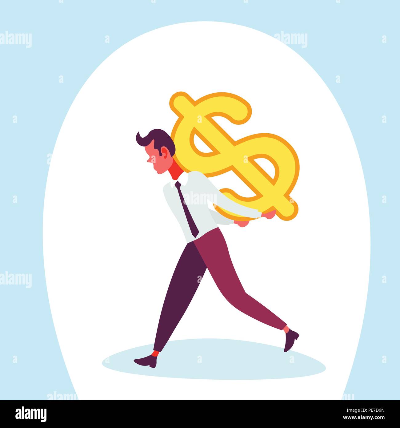 businessman carry back dollar icon male money exchange concept growth ...