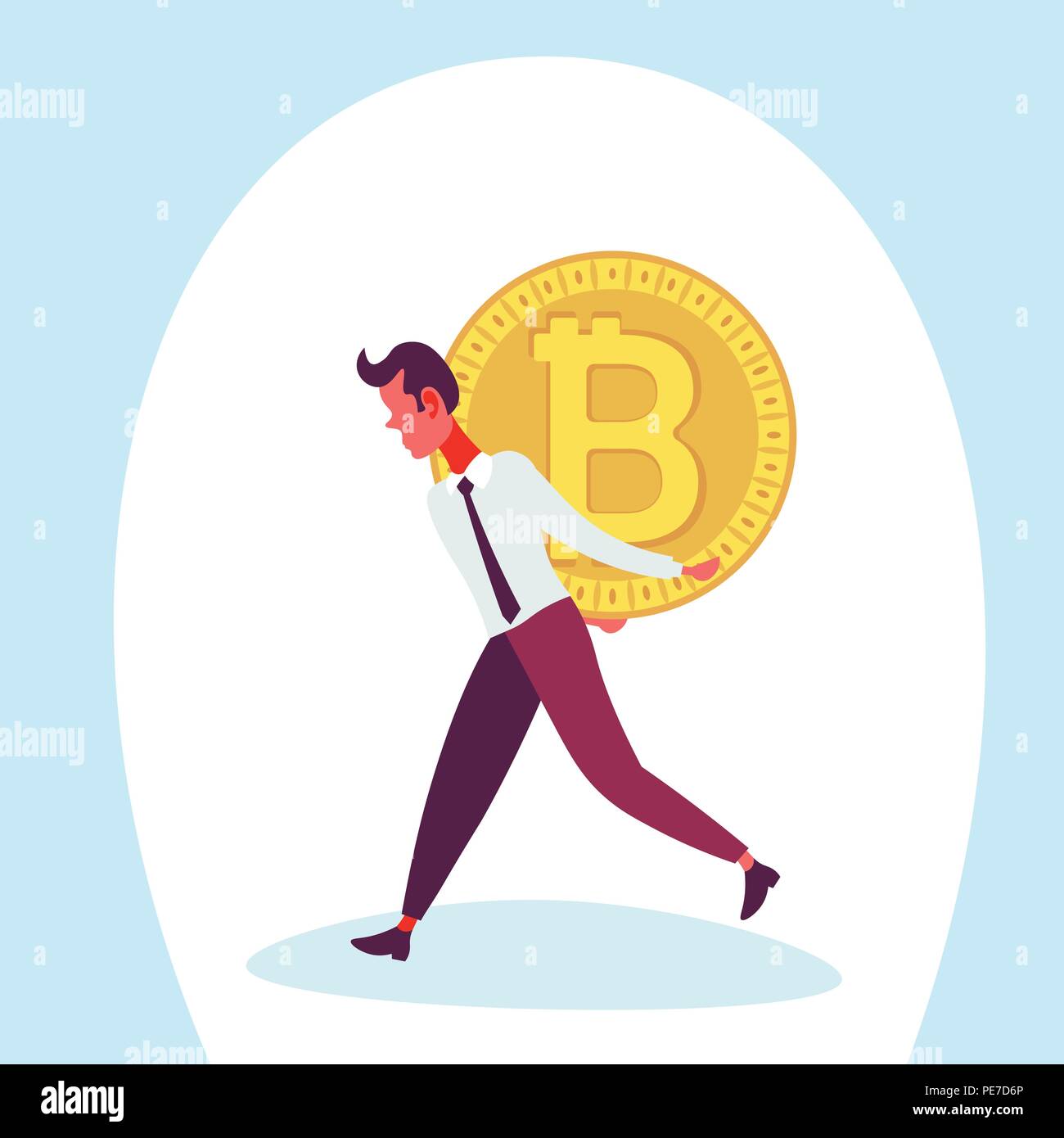 businessman carry back bitcoin coin male mining crypto currency concept ...