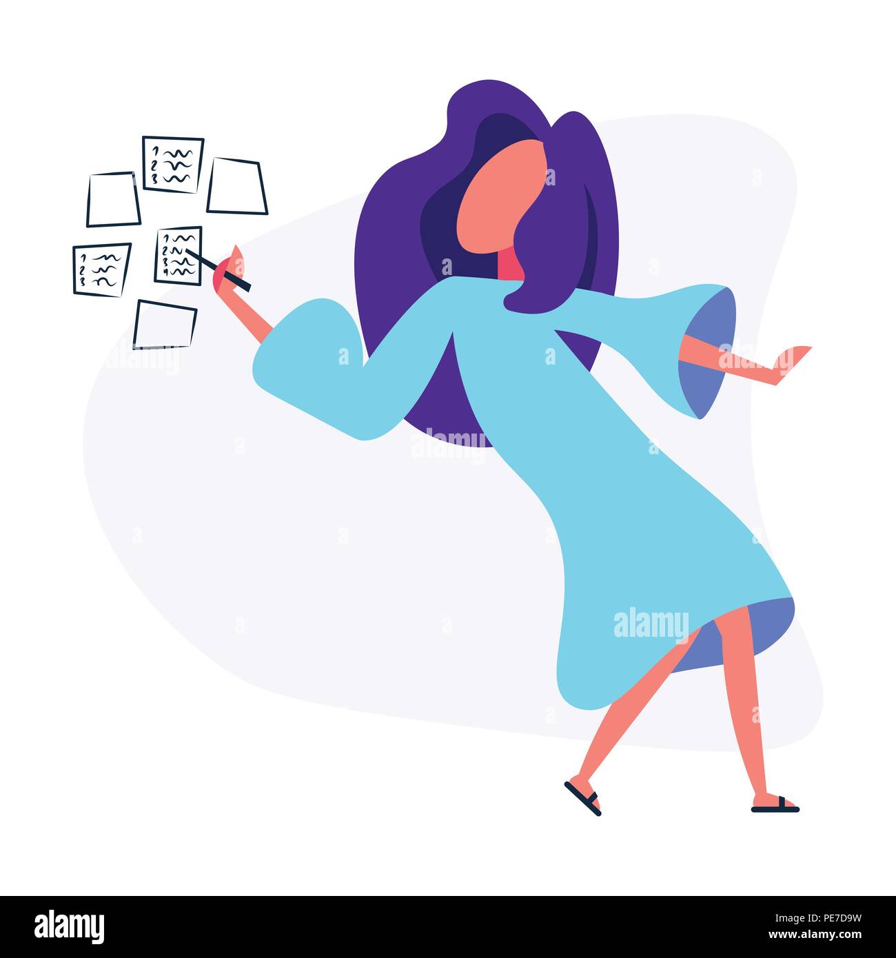 casual woman writing notes planning concept male cartoon character ...