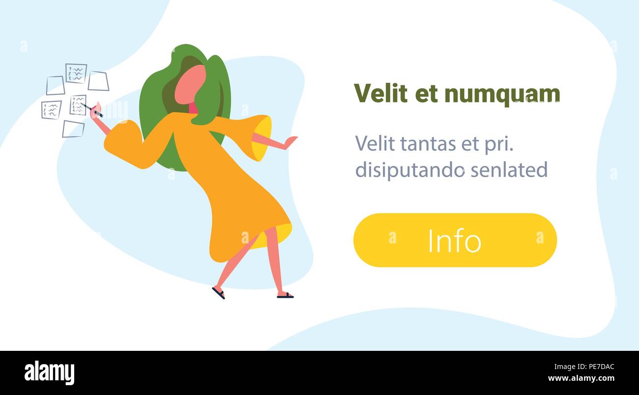 casual woman writing notes planning concept male cartoon character ...