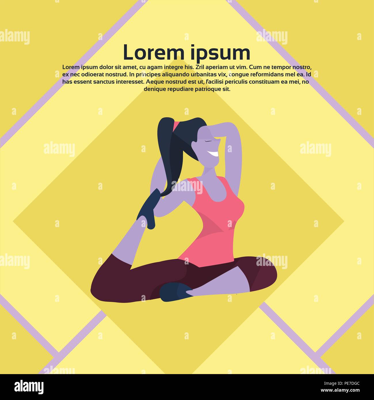 woman doing yoga exercises active lifestyle concept female cartoon ...