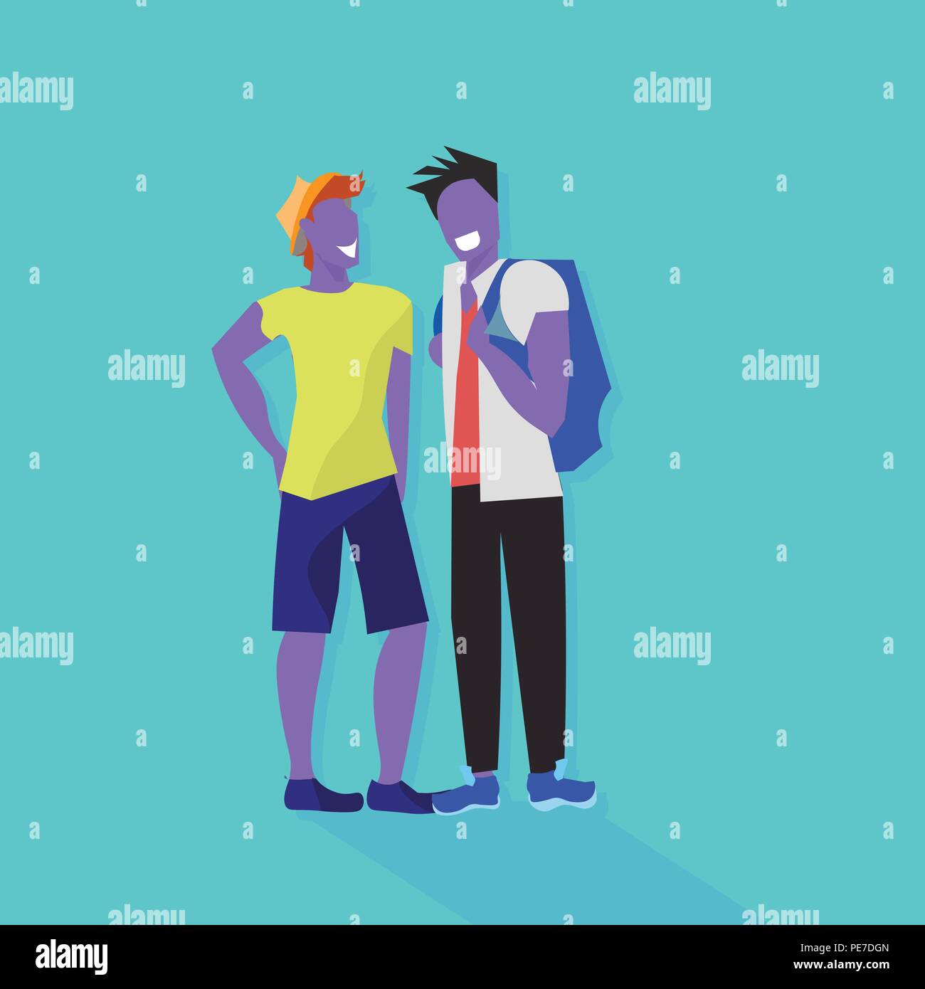 Two young men friends pose Stock Vector Images - Alamy