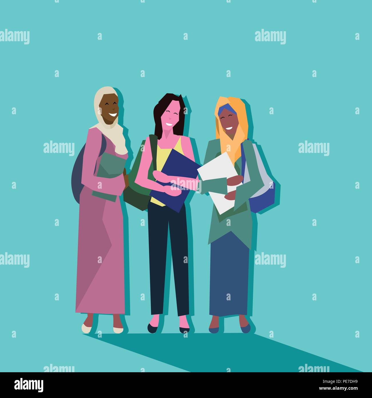 mix race women shawl holding book successful study concept female ...