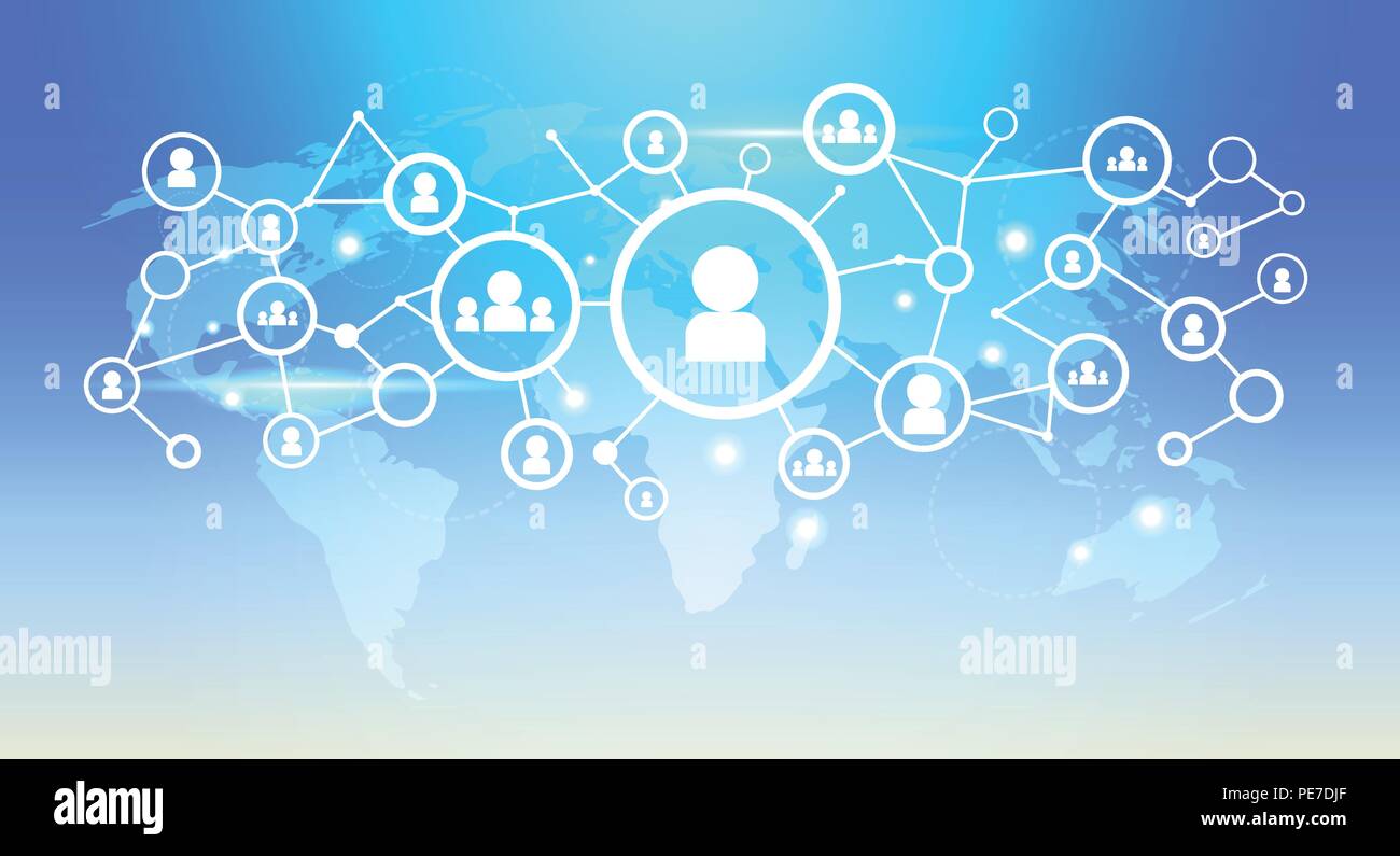 world map futuristic user icon interface social media network ...