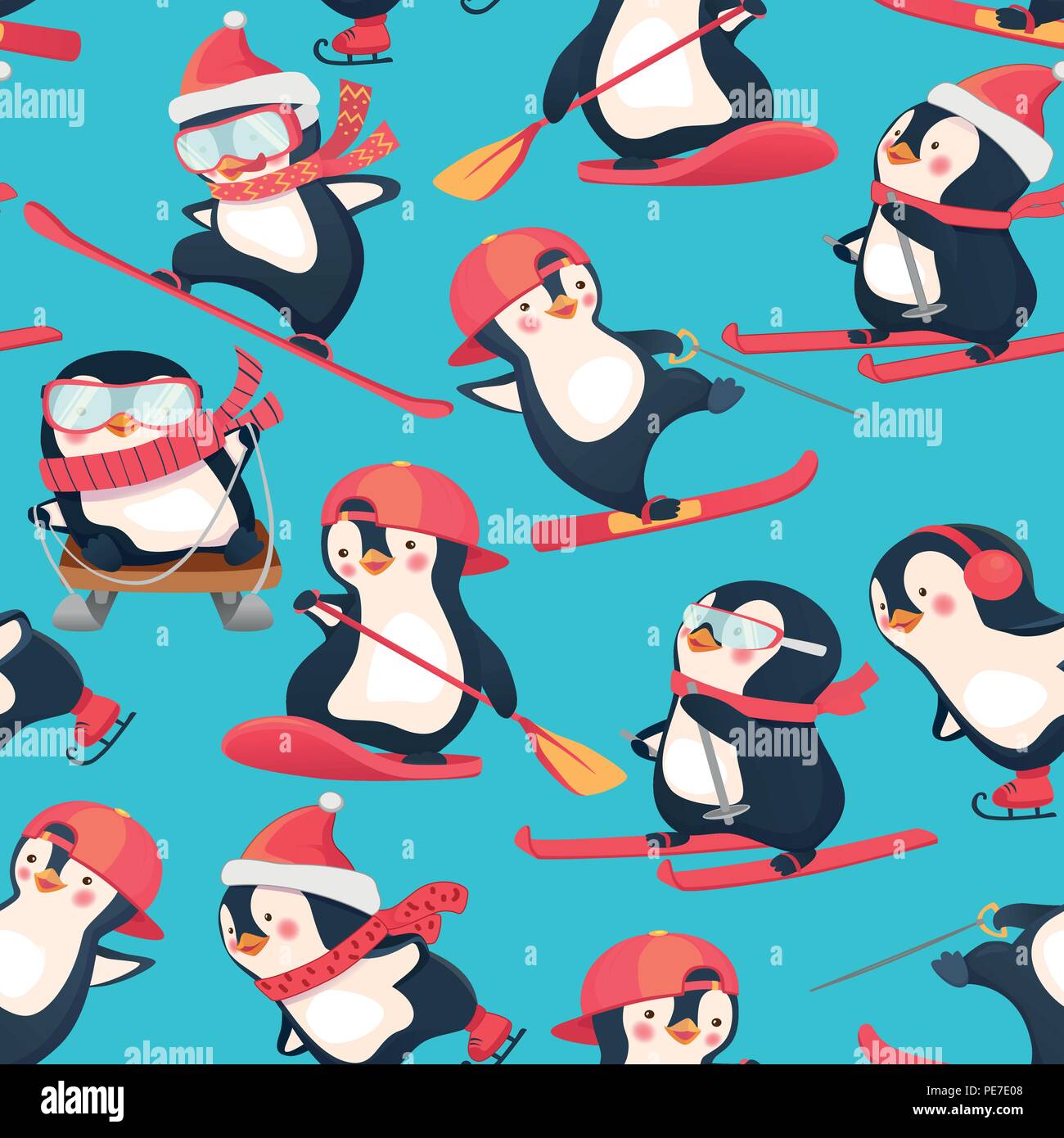 Seamless pattern with penguins. Cute animals seamless pattern vector ...