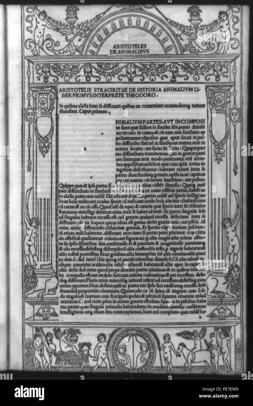 Aristotellis stragiritae de historia animalium liber primus Stock Photo ...
