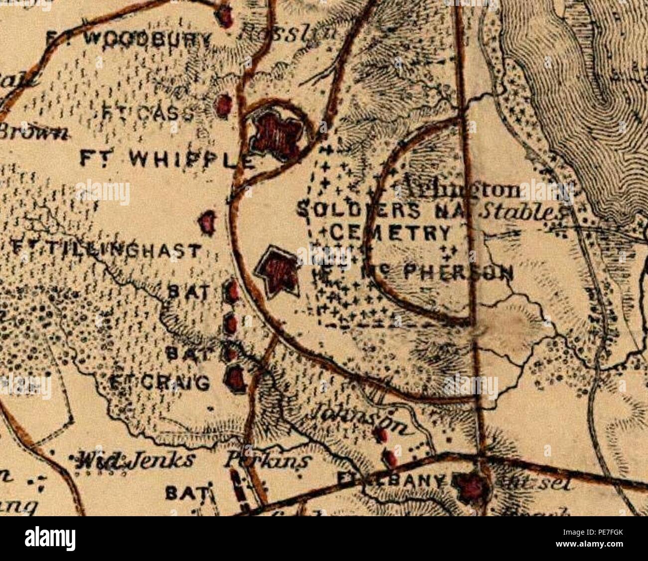 Arlington National Cemetery map - 1865 Stock Photo - Alamy