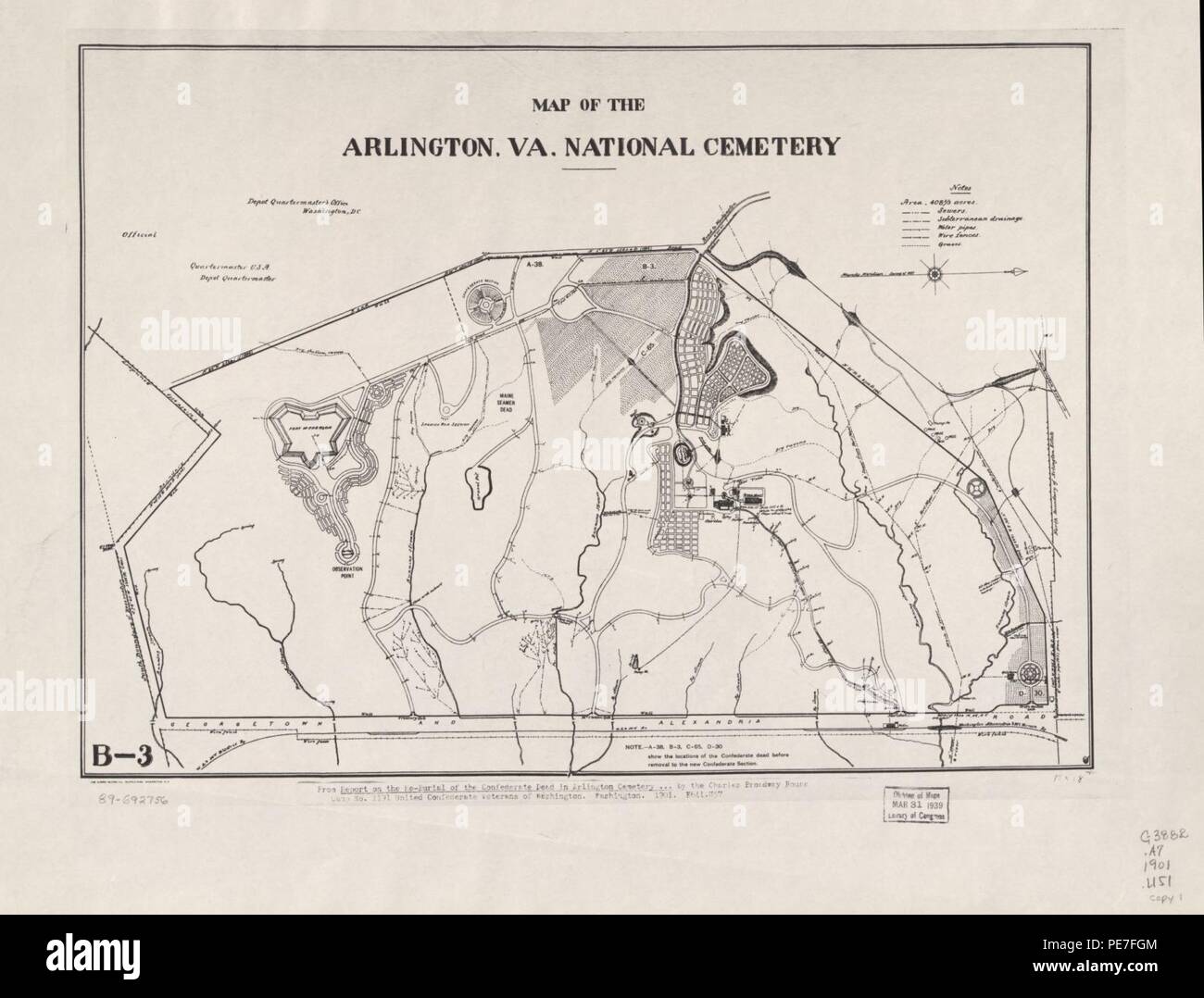 Arlington National Cemetery map - 1901 Stock Photo - Alamy