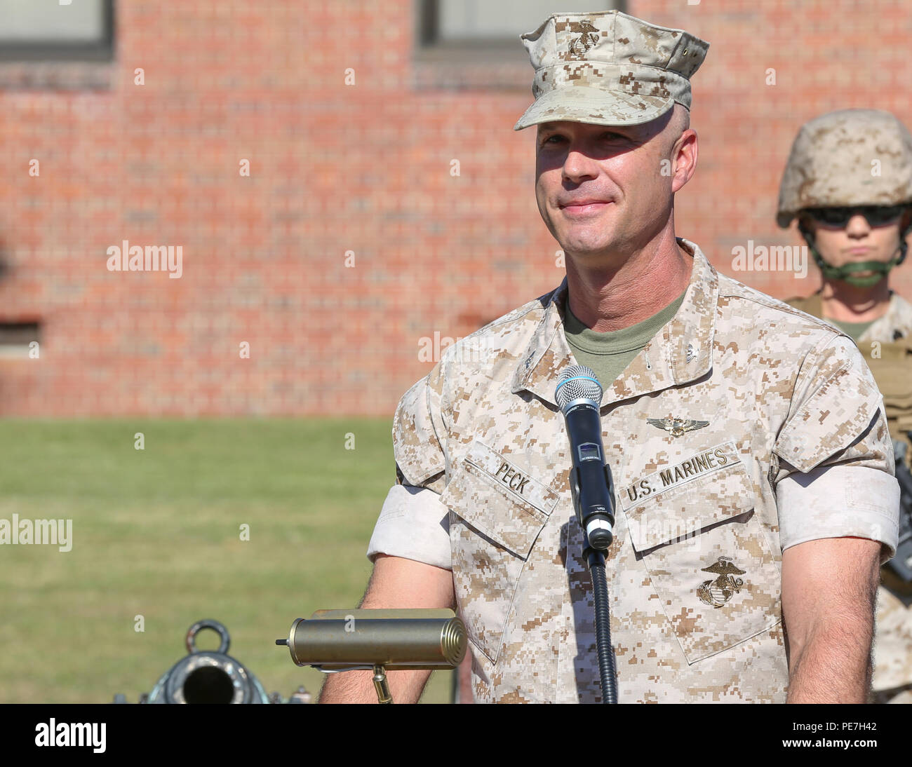 U.S. Marine Corps Col. John M. Peck, commanding officer, Headquarters ...