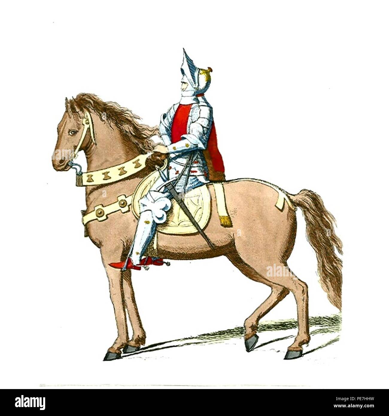 Armored Knight with Visor Up Mounted on Horse Stock Photo - Alamy