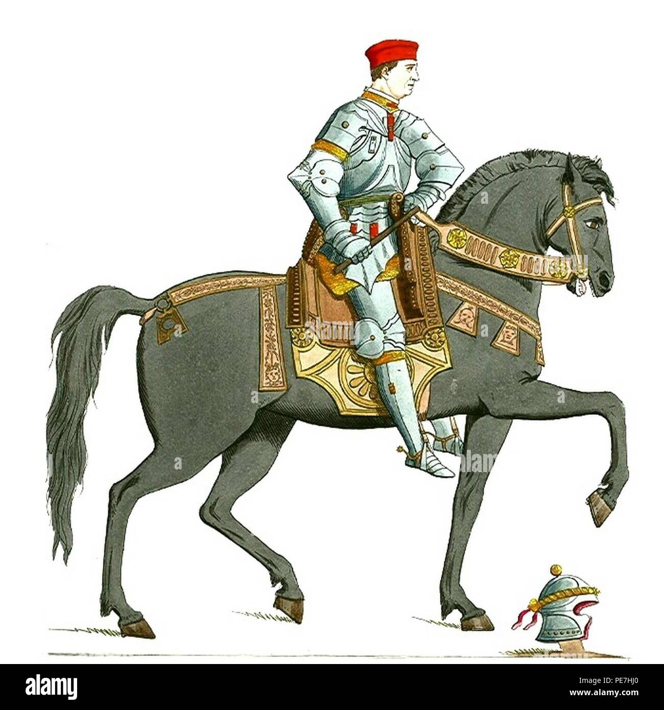 Armored Man Mounted on Horse Stock Photo - Alamy