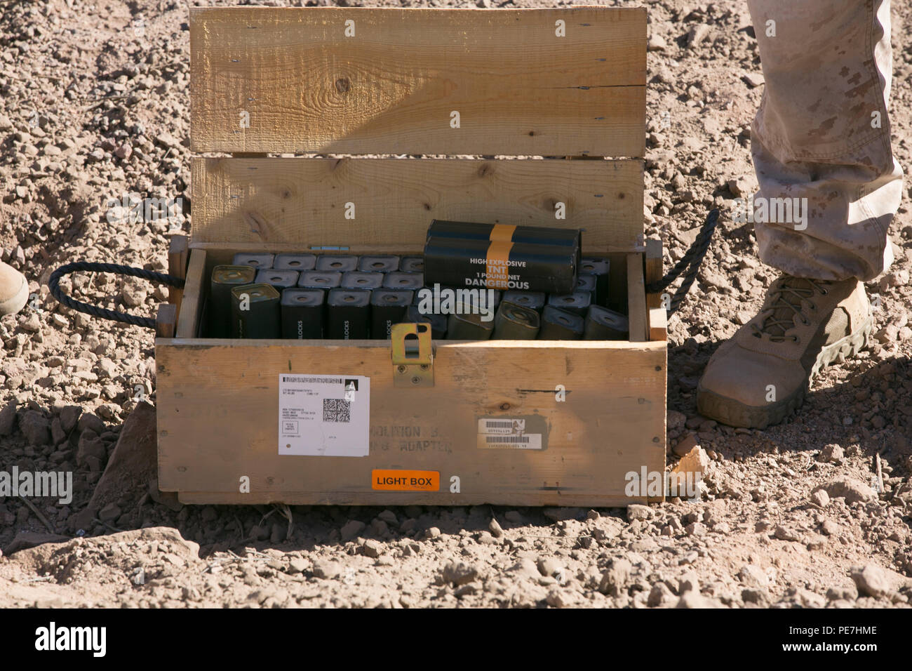 Combat Center Explosive Ordnance Disposal uses a crate of ...