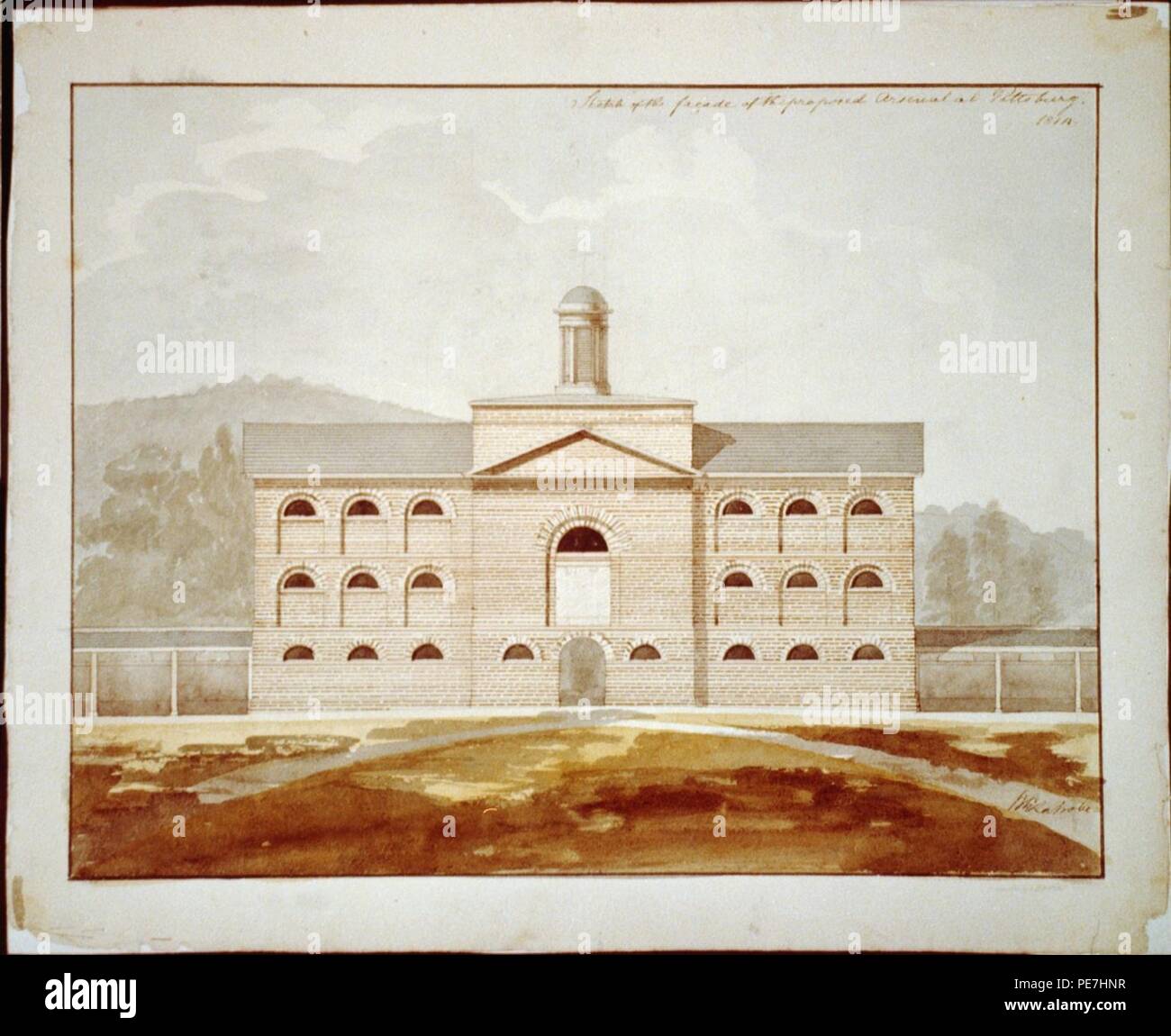 Armory (‘U.S. Arsenal‘), Pittsburgh, Pennsylvania. Front elevation ...