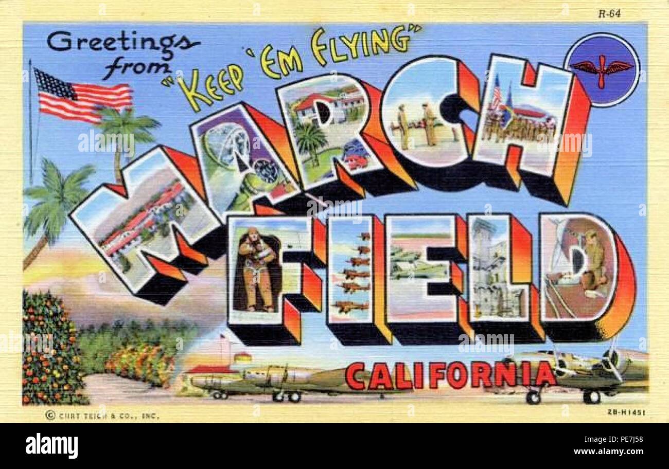 Army Air Forces - Postcard - March Field California Stock Photo - Alamy