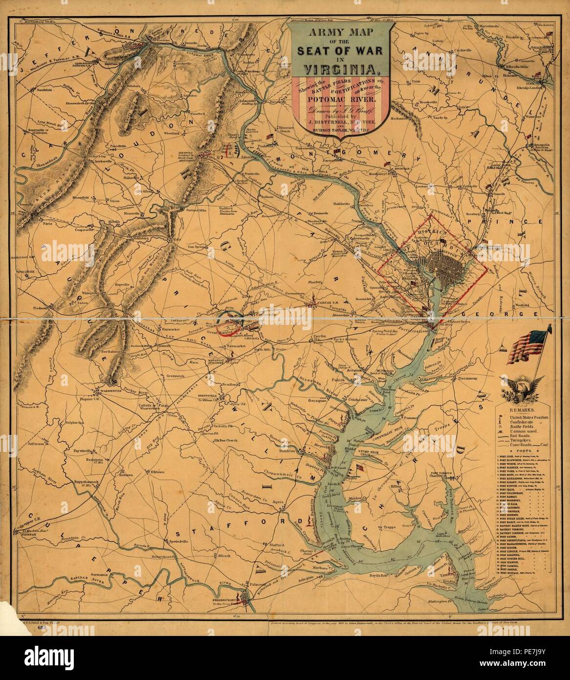 Army map of the seat of war in Virginia, showing the battle fields ...