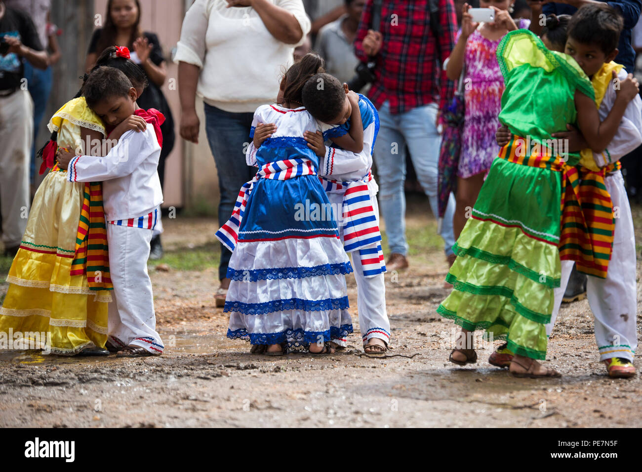 Children from Victor Hugo Echeverria primary school perform a dance ...