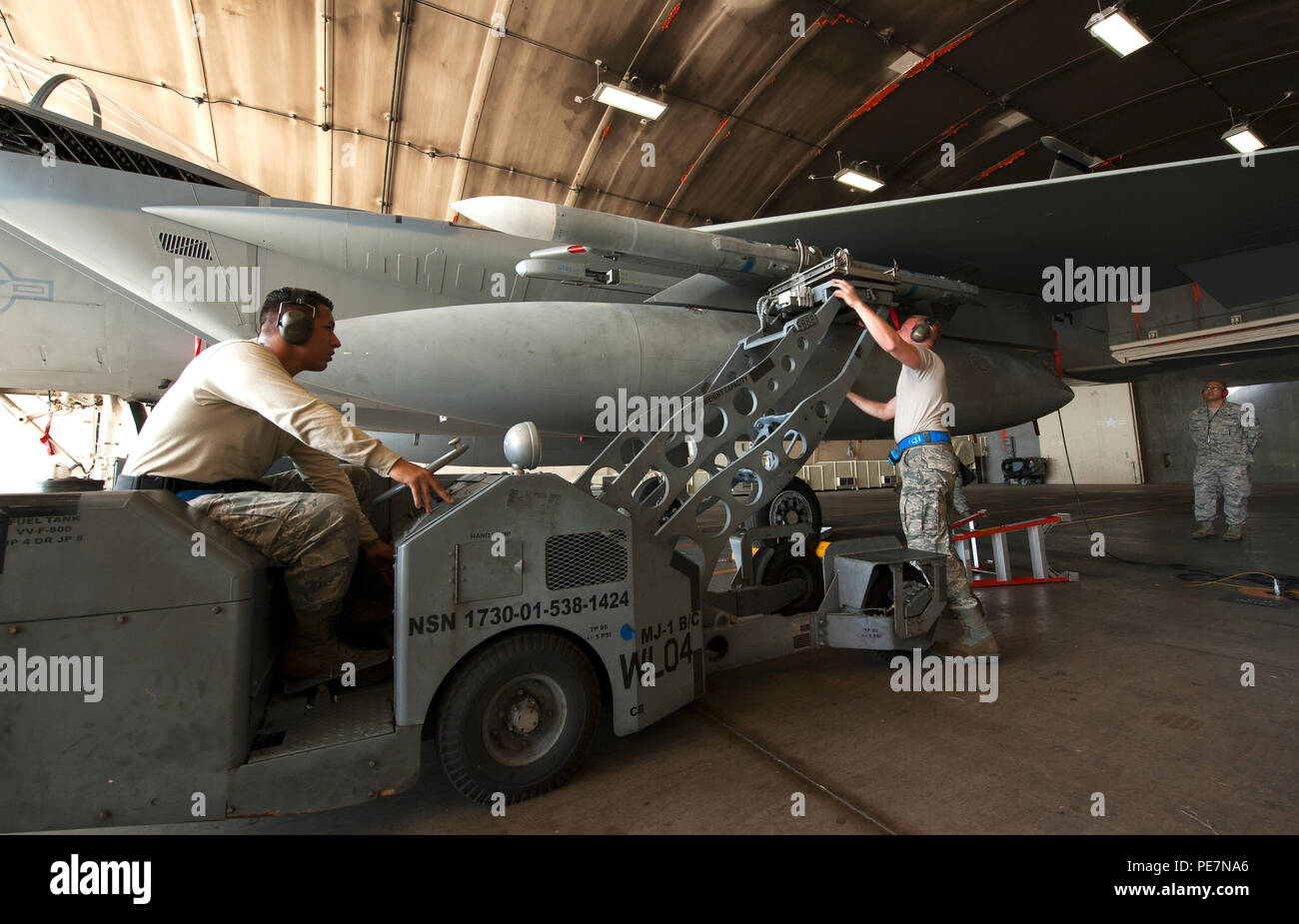 U.S. Air Force Staff Sgt. Mike Goncalves, 44th Fighter Squadron weapons ...