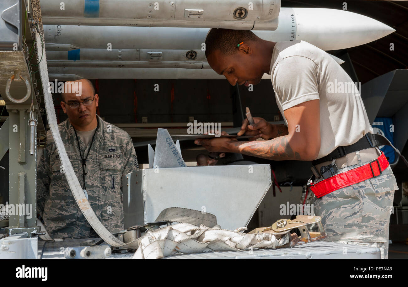 U.S. Air Force Staff Sgt. Craig Harrison, 67th Fighter Squadron weapons ...