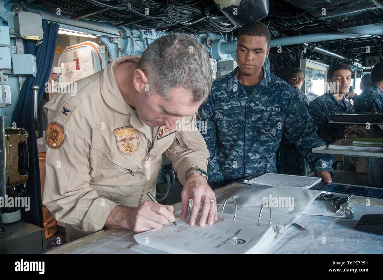 151017-N-BU440-027 ARABIAN GULF (Oct. 17, 2015) Capt. Brian J. Quin ...