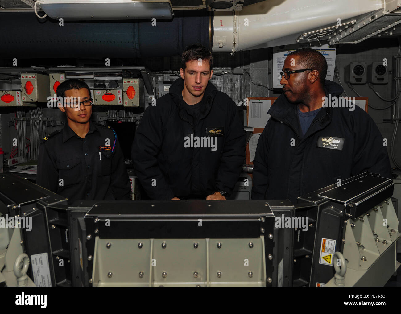 151017-N-PG340-074 INDIAN OCEAN (Oct. 17, 2015) –Lt. j.g. Michael Smith ...