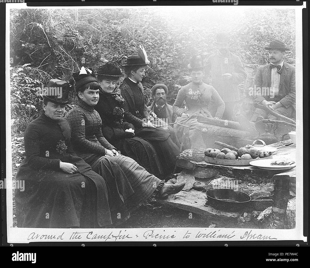 Around the campfire- picnic to William Stream Stock Photo - Alamy