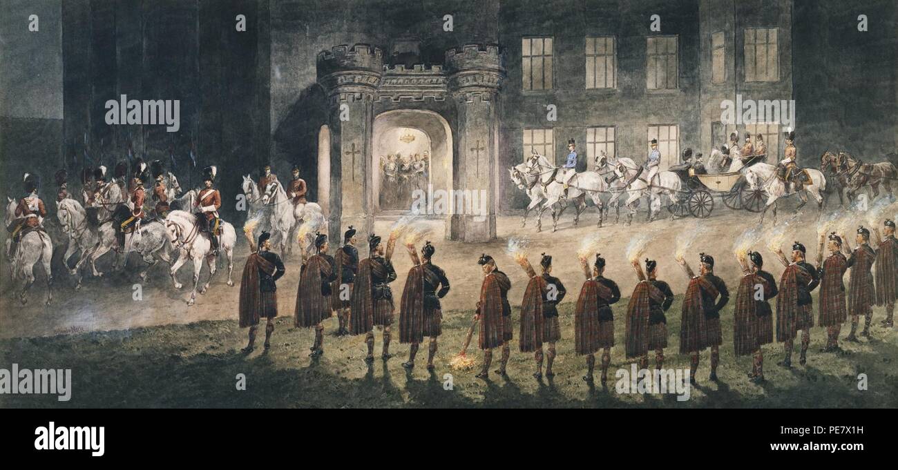 Arrival of Nicholas II at Balmoral by Orlando Norie (1896 Stock Photo ...
