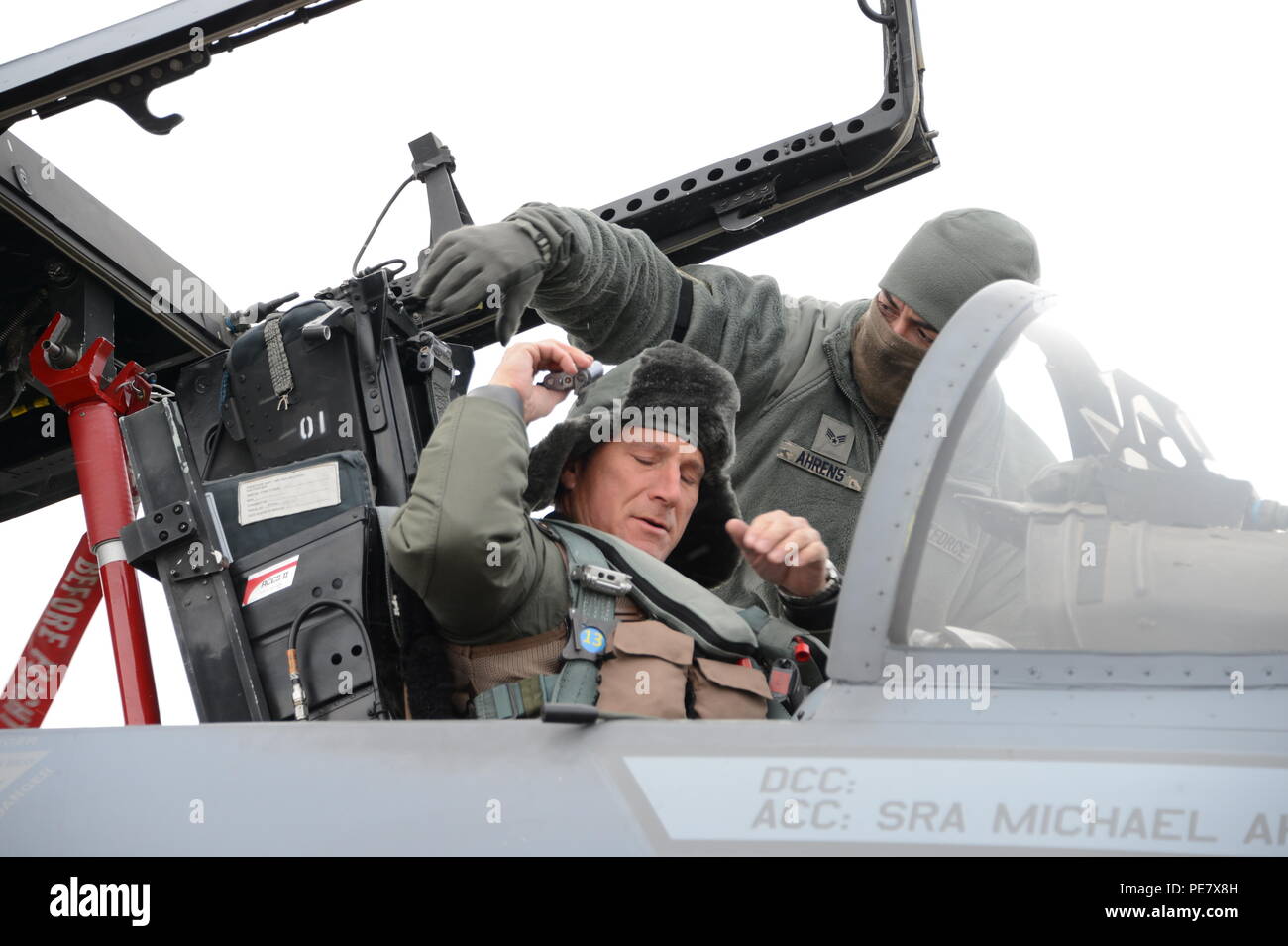 United States Air Force Senior Airman Michael Ahrens, a crew chief with ...