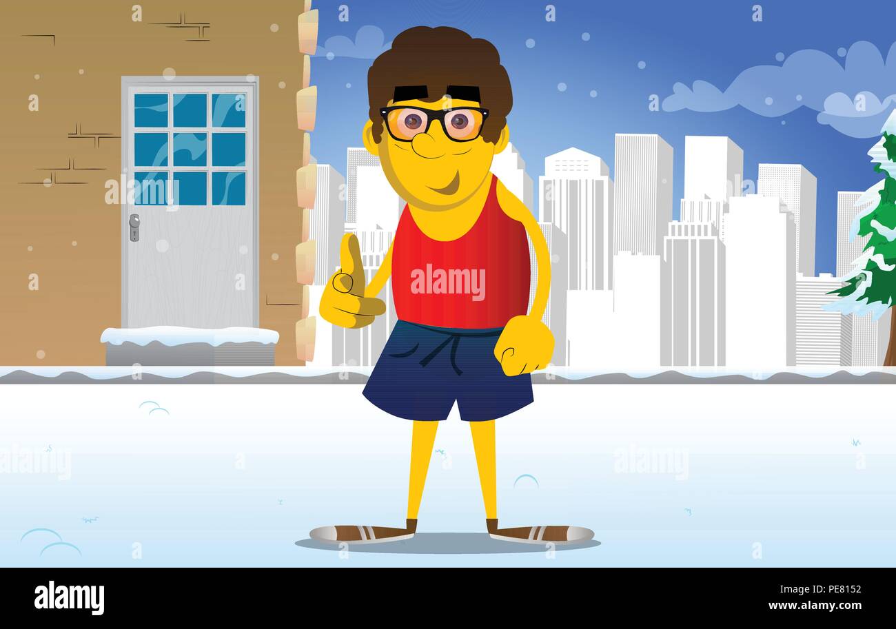 Yellow man pointing at the viewer with his hand. Vector cartoon ...