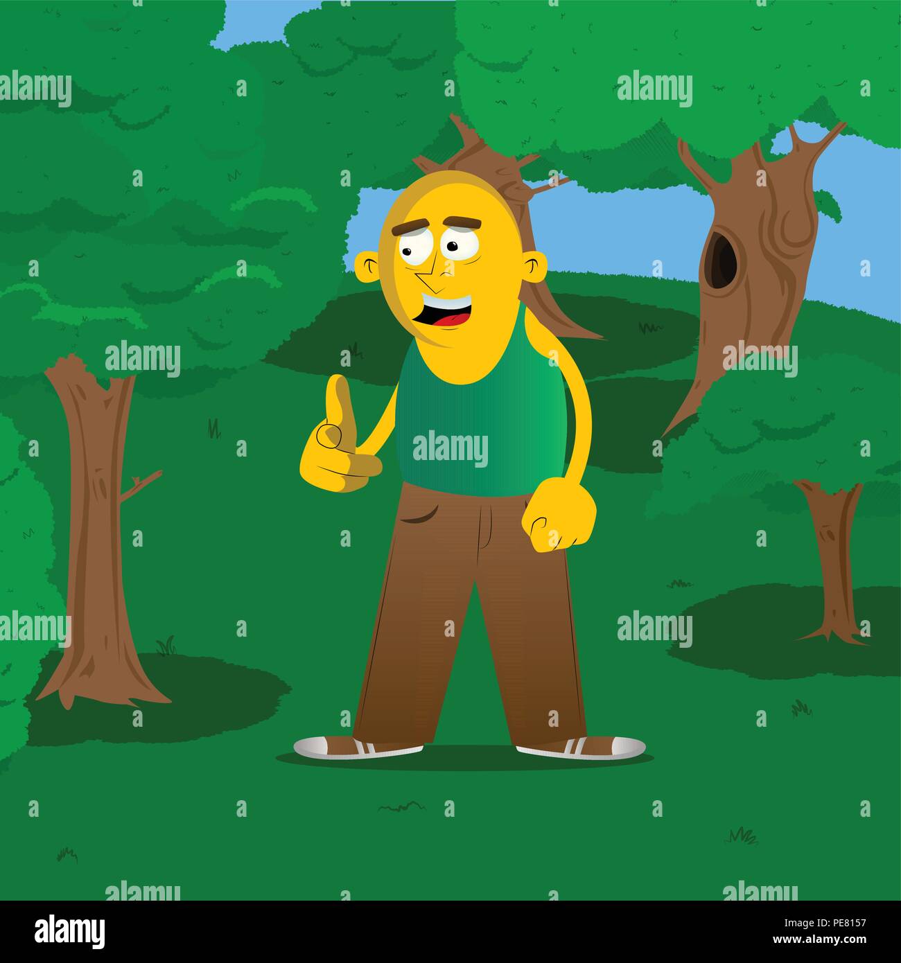 Yellow man pointing at the viewer with his hand. Vector cartoon ...