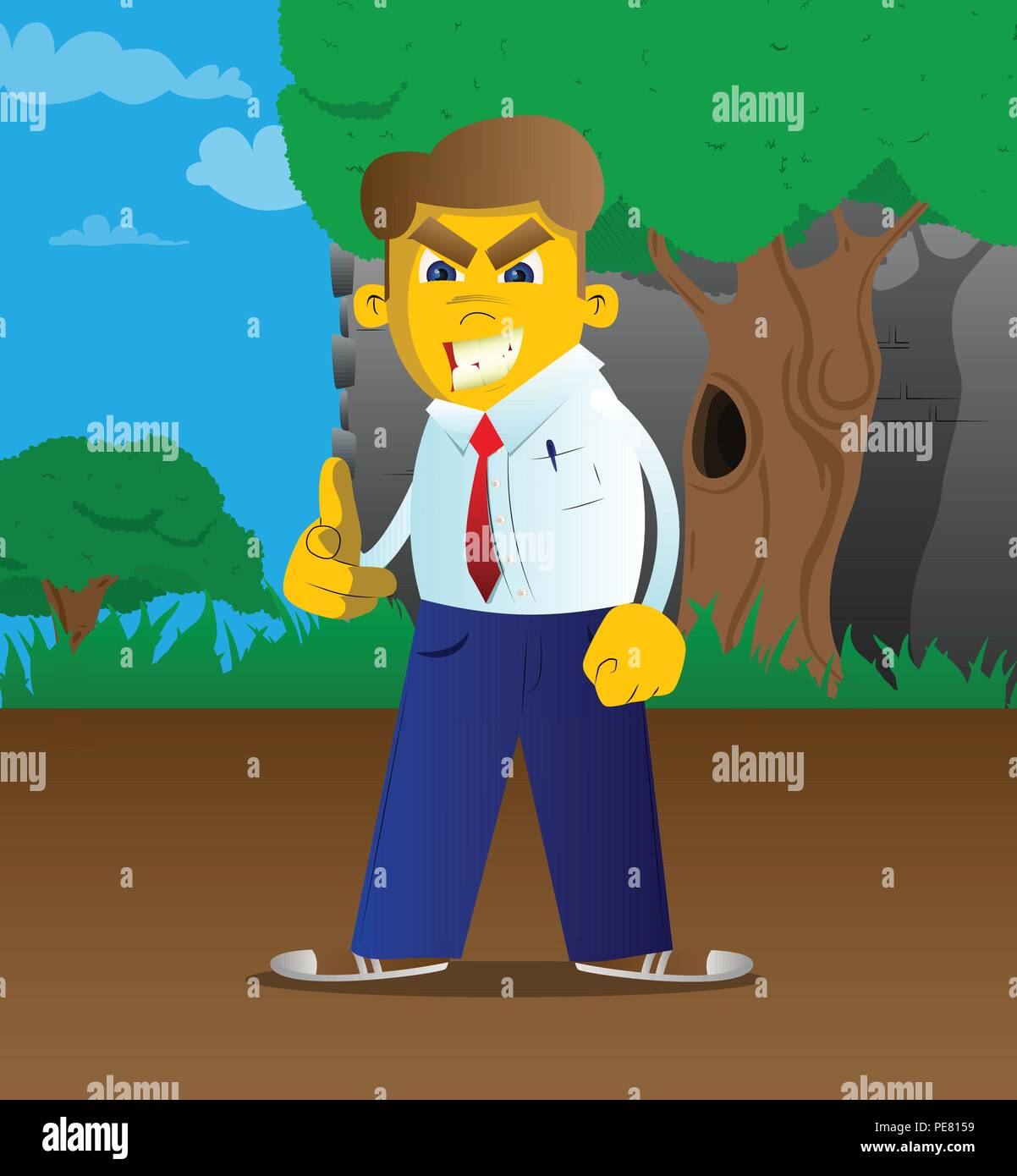 Yellow man pointing at the viewer with his hand. Vector cartoon ...