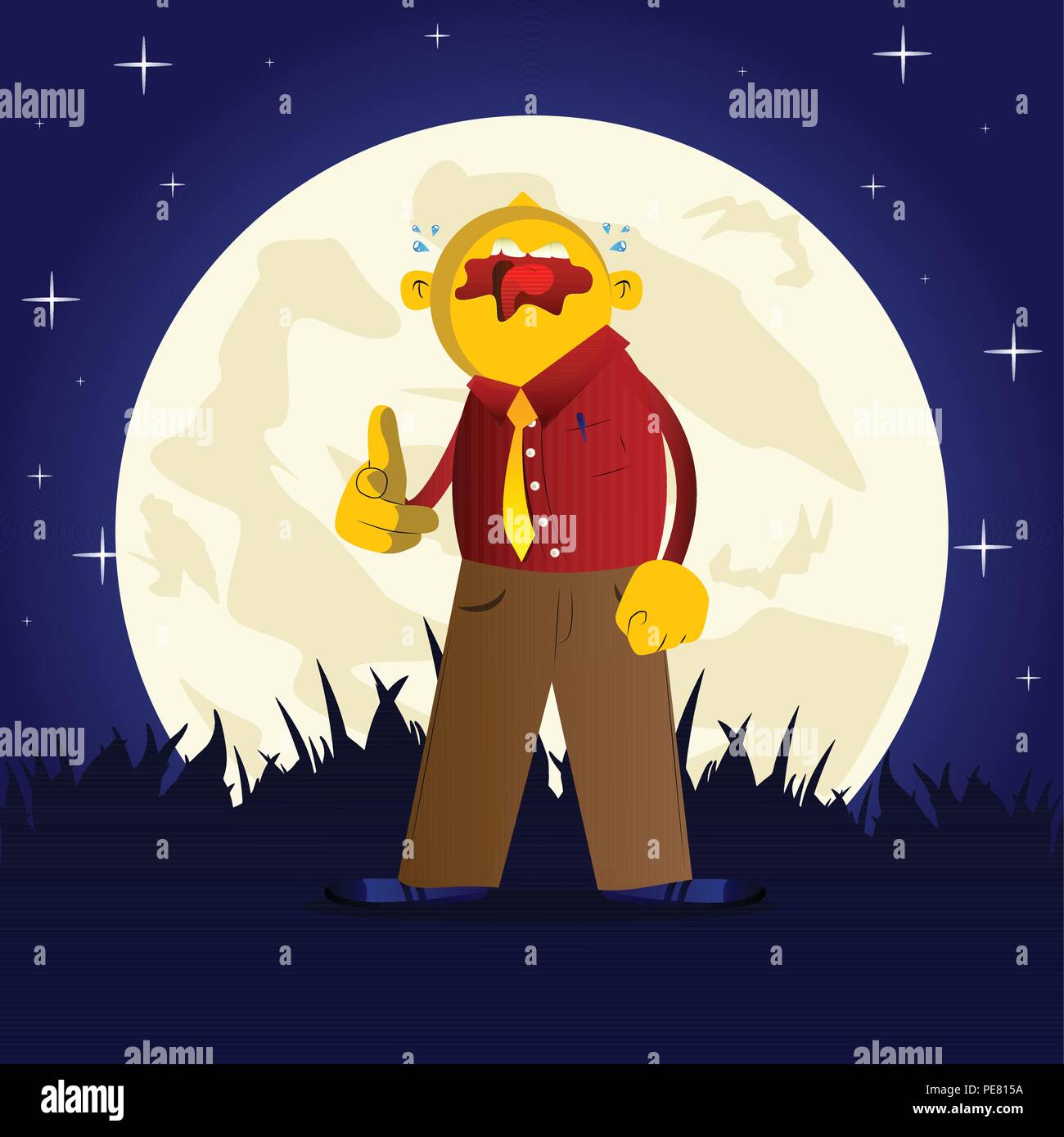 Yellow man pointing at the viewer with his hand. Vector cartoon ...