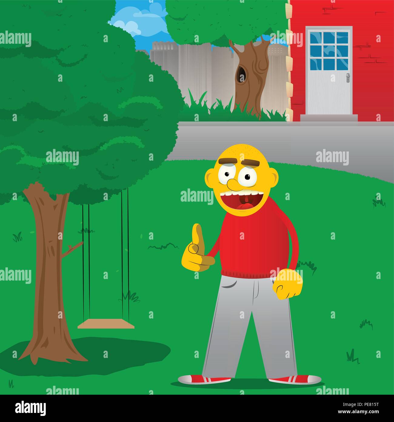 Yellow man pointing at the viewer with his hand. Vector cartoon ...
