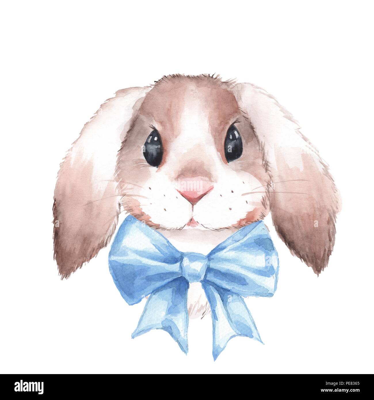Cute rabbit. Watercolor illustration. Isolated on white background ...